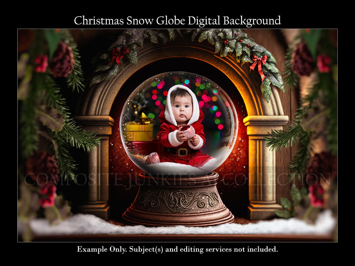 Christmas Snow Globe Digital Background Holiday Snow Globe - Etsy