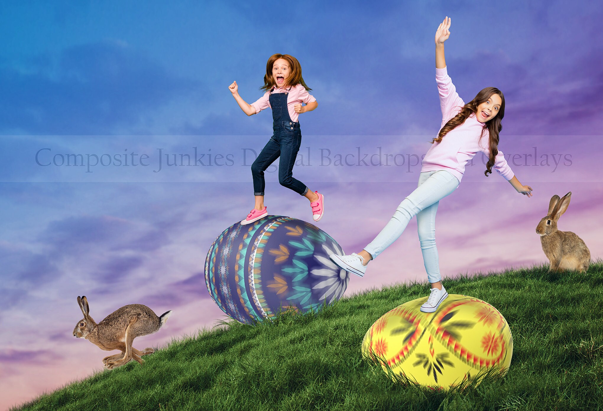 Easter Bunny Race Digital Backdrop for Composite Photography, Holiday ...
