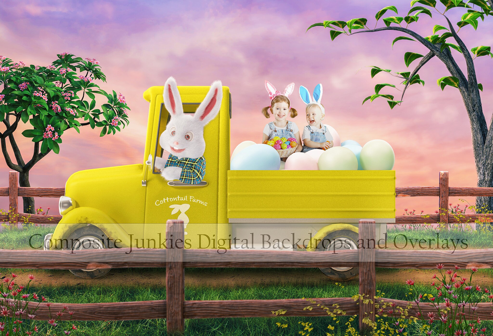 Easter Bunny Digital Background Easter Photography | Etsy