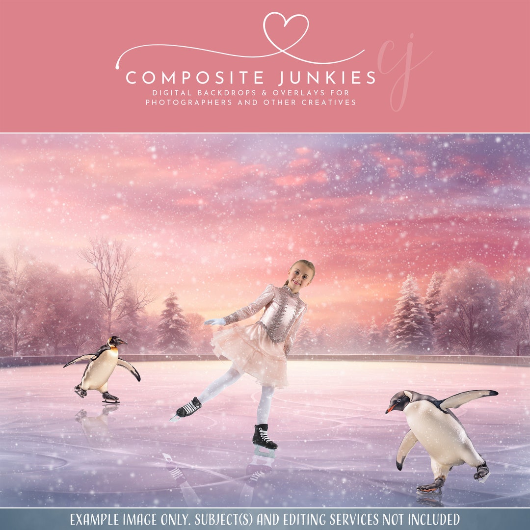 Winter Frozen Lake Pond Digital Backdrop, Figure Ice Skating Background ...