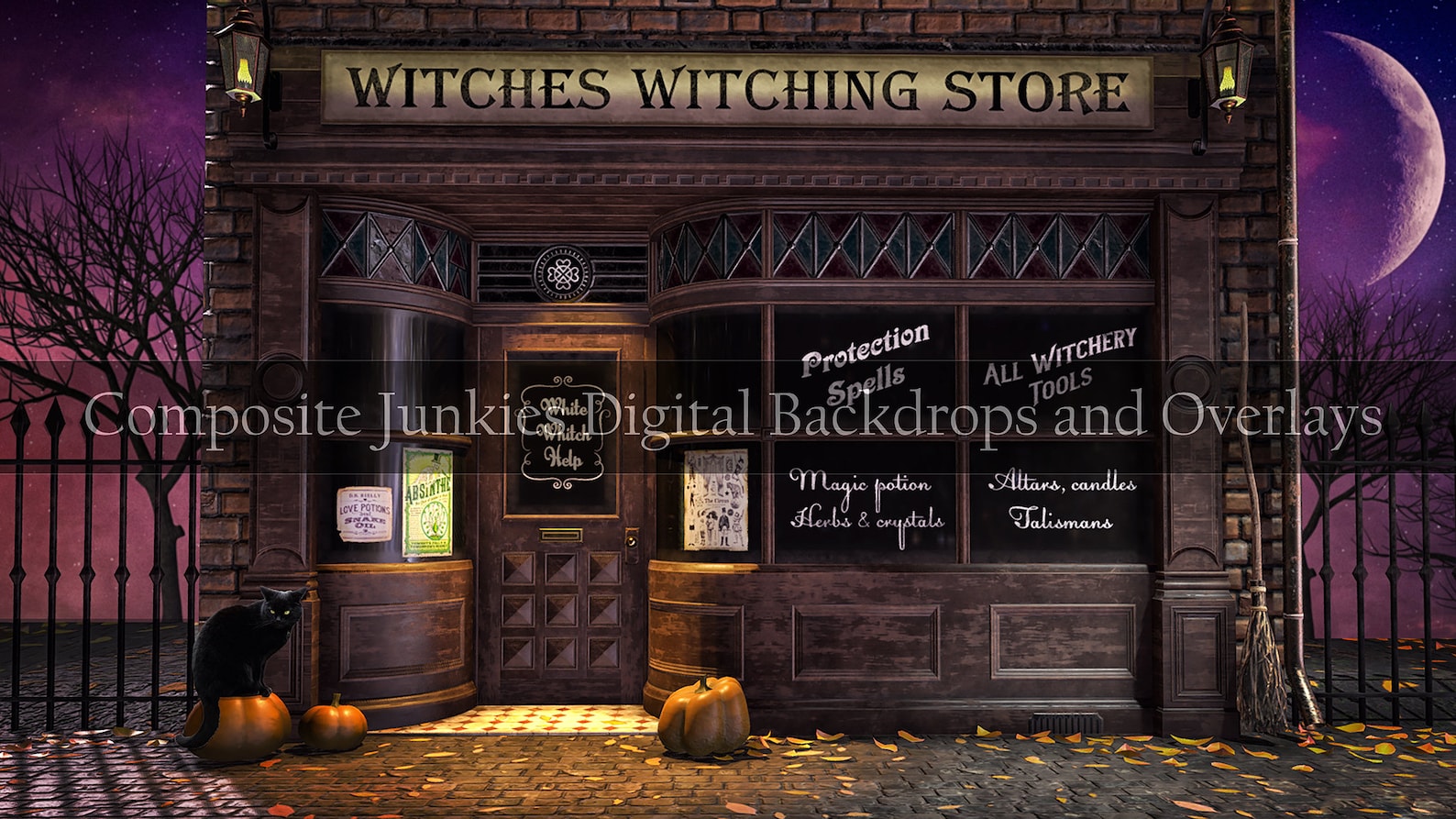 Halloween Witch Shop Digital Backdrop Background for - Etsy