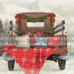Red Truck Christmas Digital Background, Christmas Digital Backdrop ...