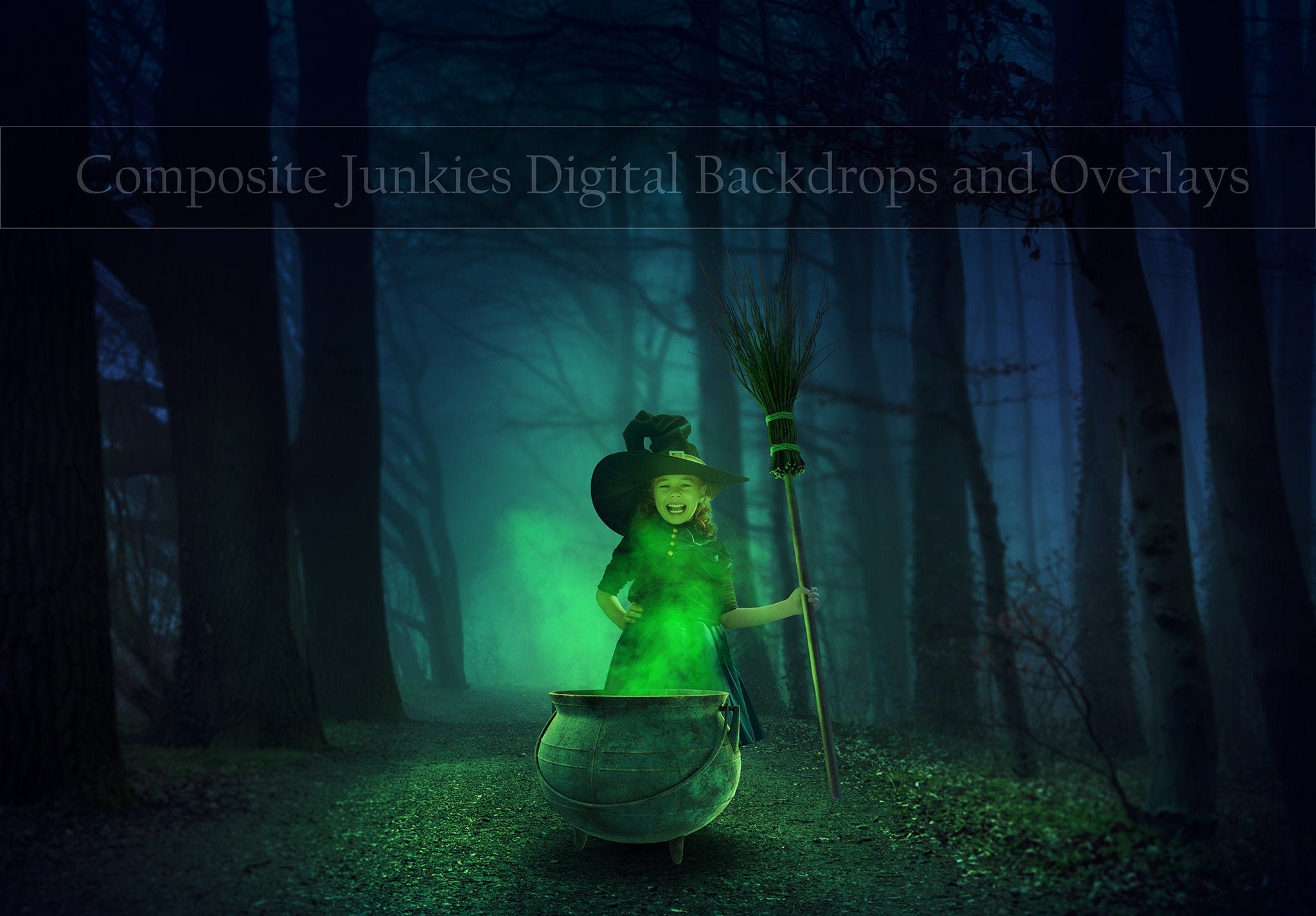 Halloween Digital Backdrop Background - Witch Digital Backdrop - Magic ...