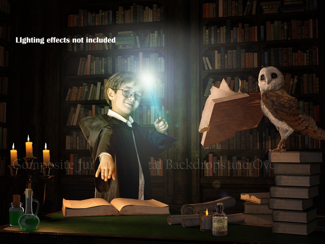 Wizard Digital Backdrop Background - Library Digital Backdrop - Magical ...