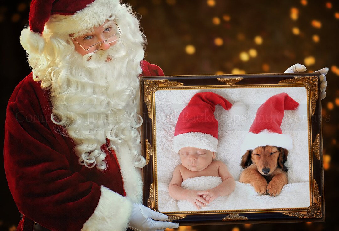 Santa Holding Frame Digital Background Christmas Digital Background ...