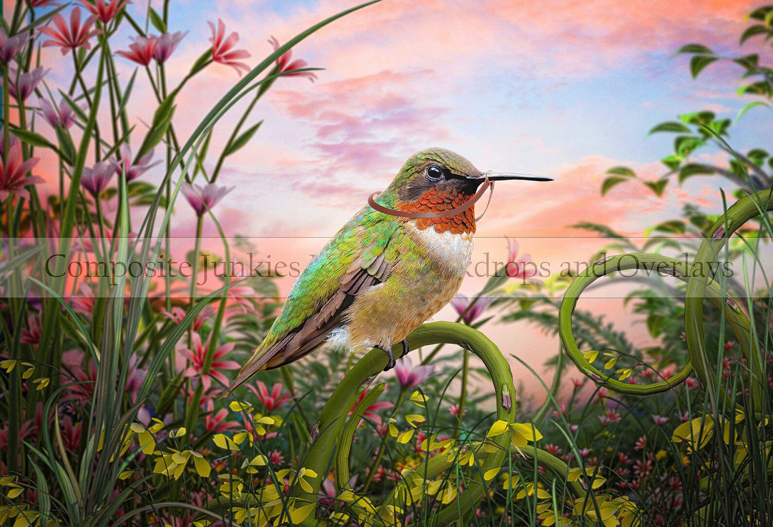 Fairy Digital Backdrop - Hummingbird Digital Backdrop Background ...