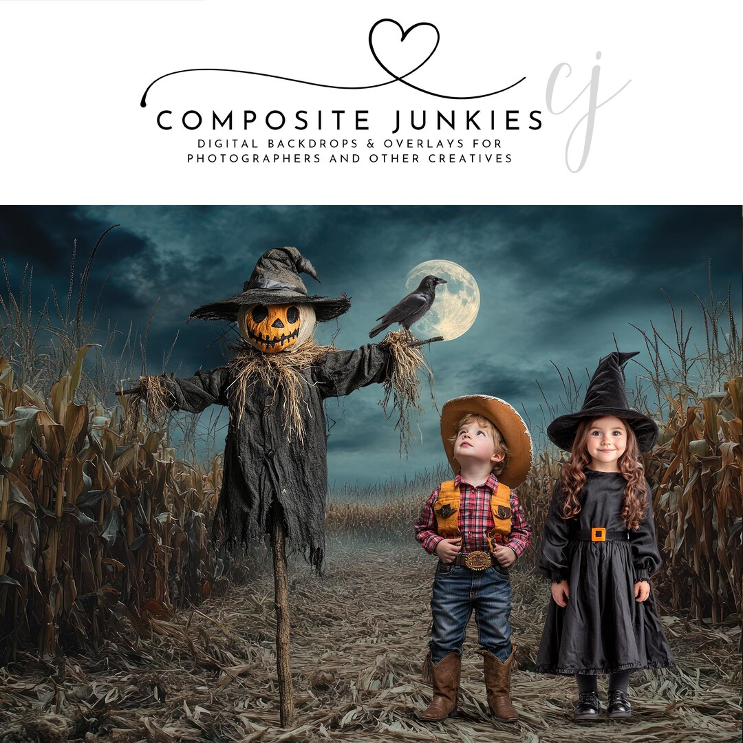 Spooky Scarecrow Halloween Digital Backdrop | Spooky-themed Photography ...