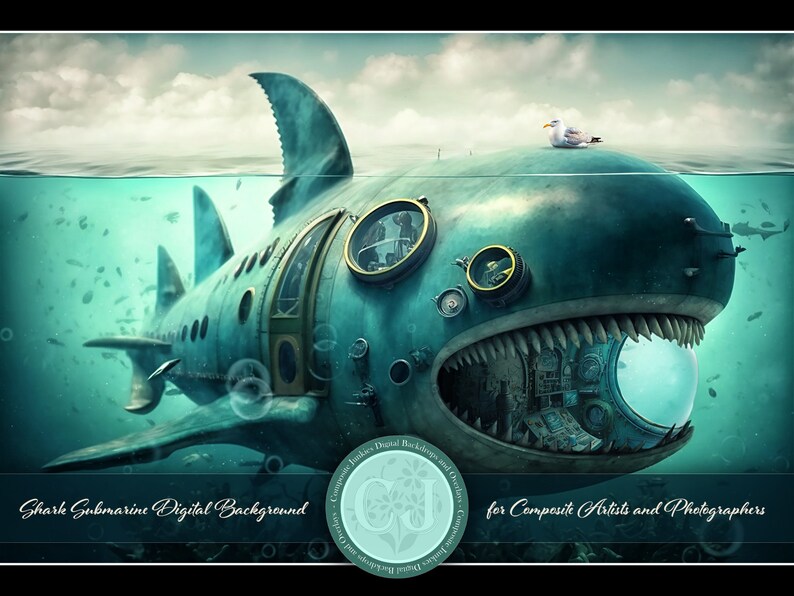 Shark Submarine Digital Background for Composite Artists and ...
