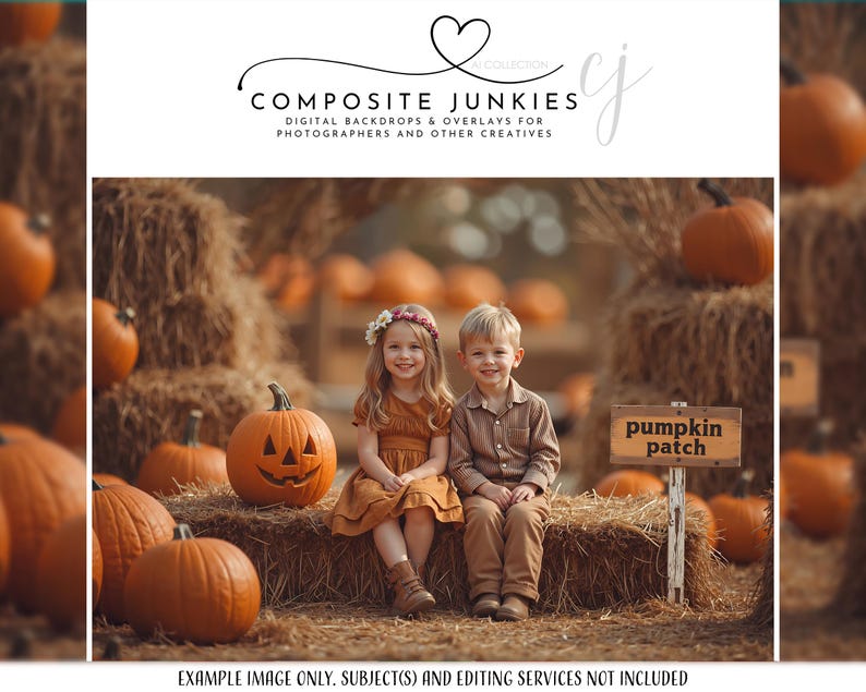 Rustic Autumn Hay Ride Digital Backdrop With Wagon and Hay Bales for ...