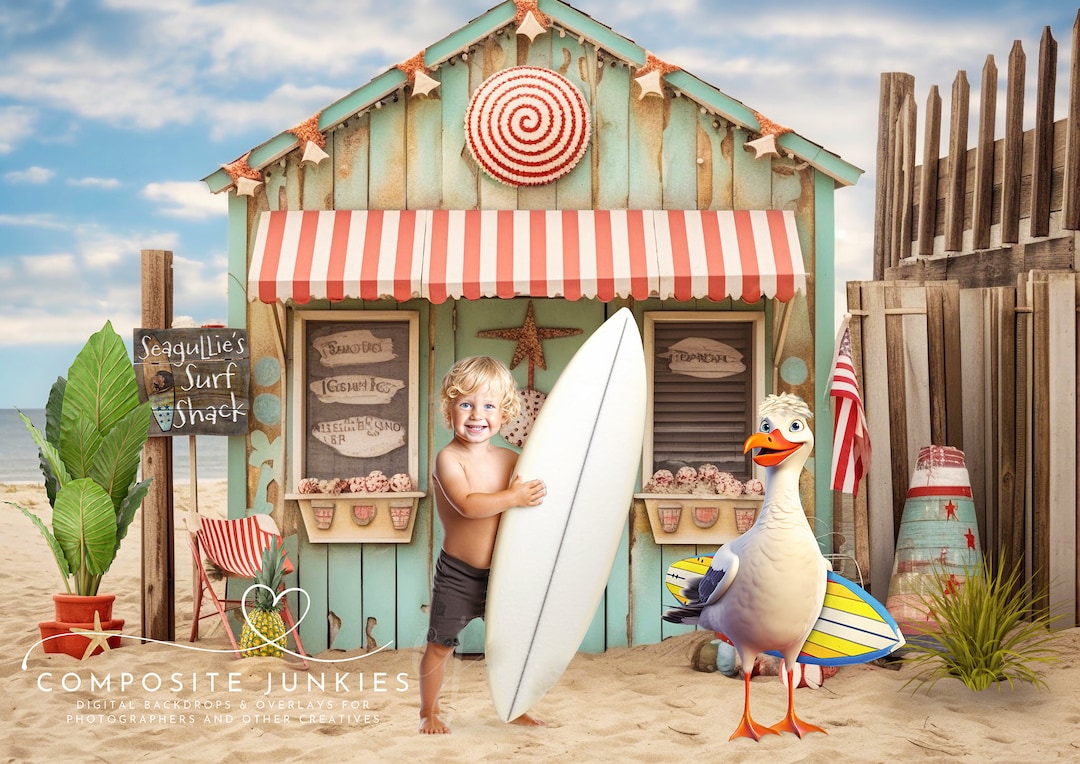 Summertime Beach Digital Backdrop for Kids Photography Composite Art ...