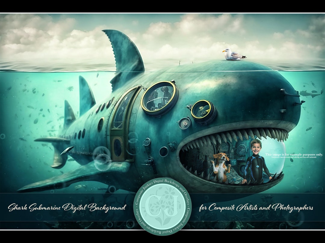 Shark Submarine Digital Background for Composite Artists and ...