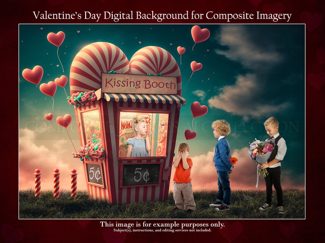 Kissing Booth Valentine's Day Digital Backdrop Background for ...