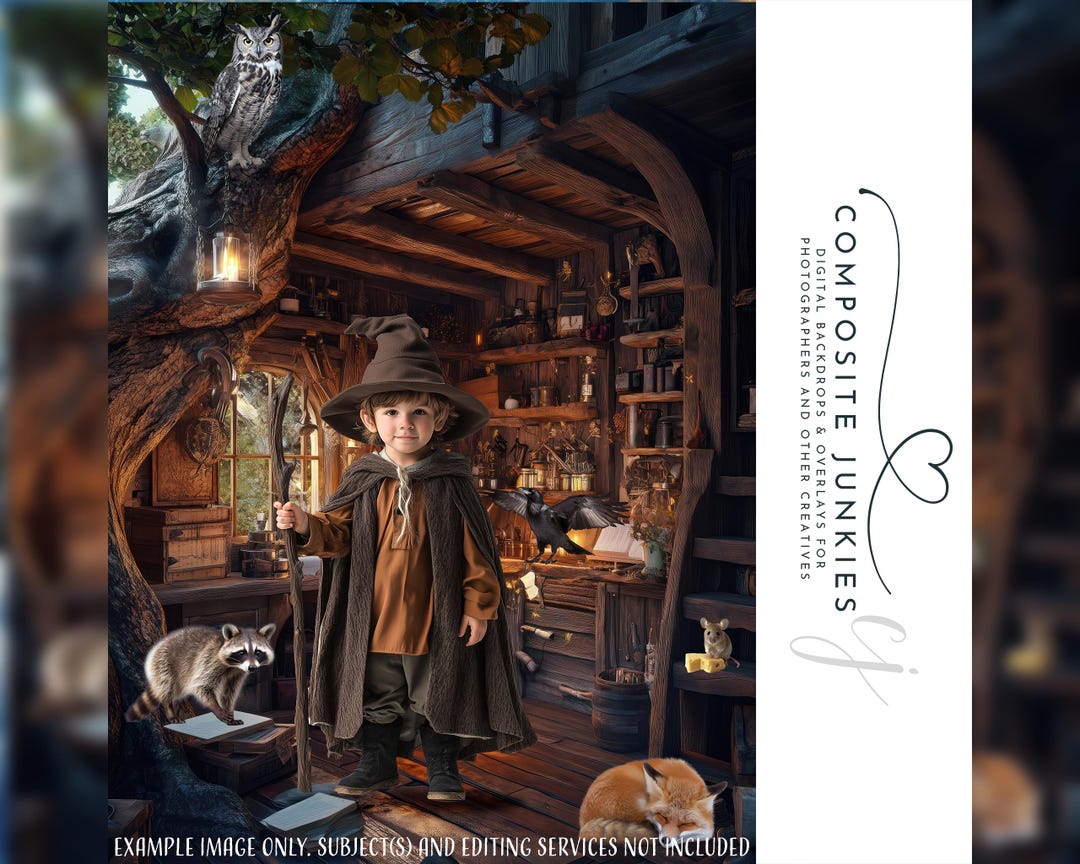 Woodland Wizard Digital Backdrop With Forest Animals – Magical Child ...