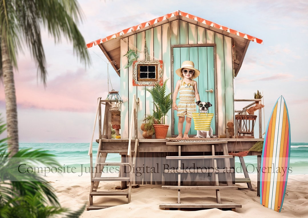 Summertime Beach Digital Backdrop for Kids Photography Composite Art ...
