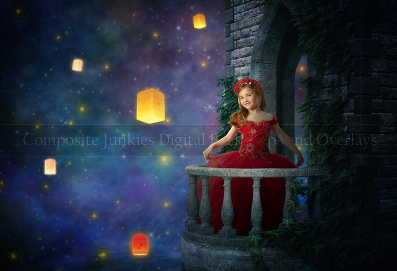 Castle Balcony at Night Digital Backdrop Princess Themed - Etsy