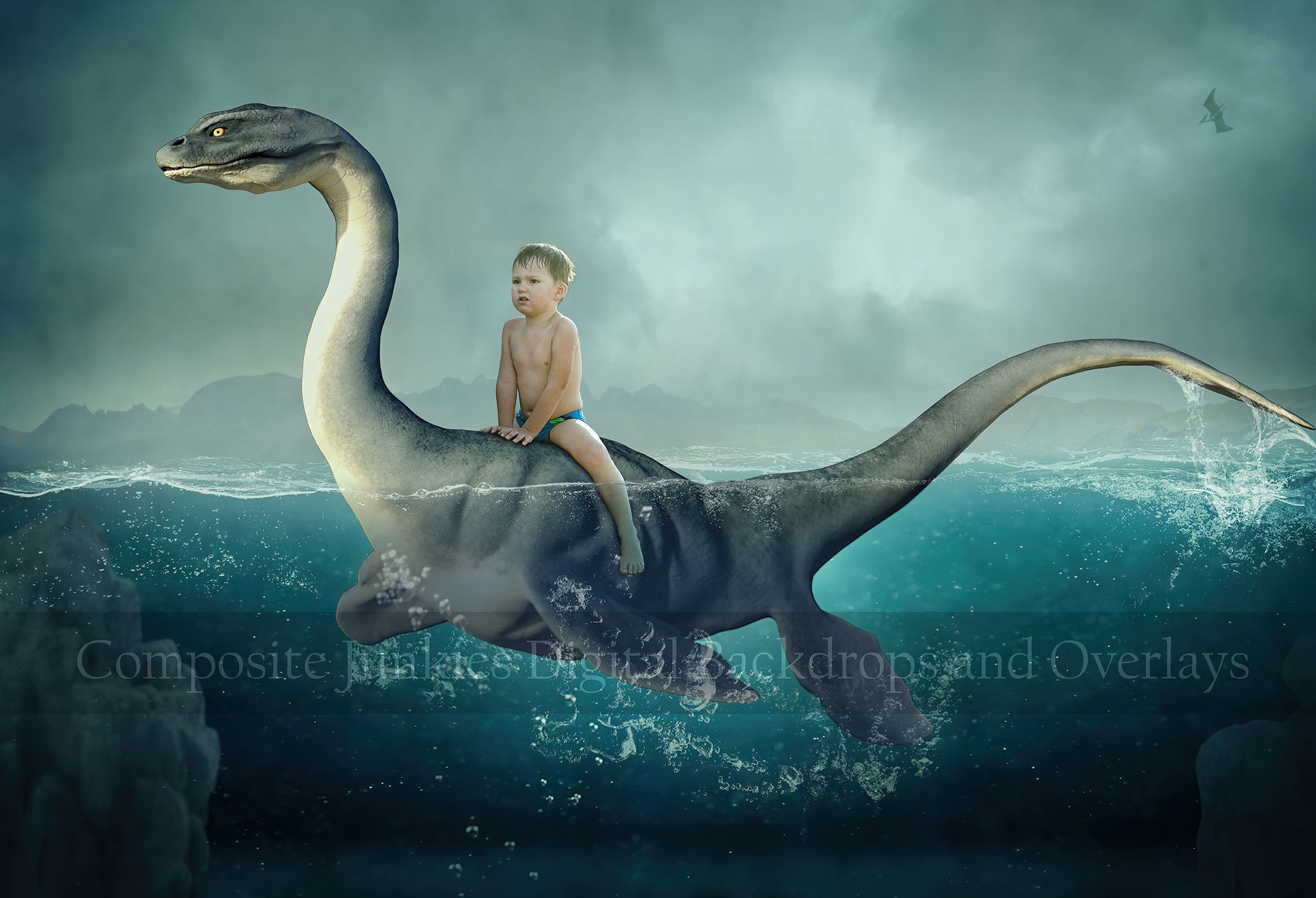 Plesiosaur Dinosaur Digital Backdrop for Composite Images | Etsy