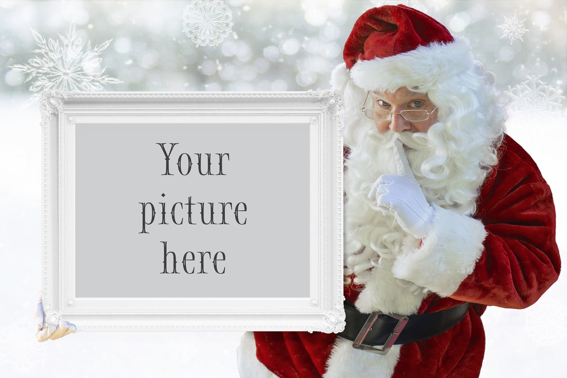 Santa Holding Frame Digital Background Christmas Digital - Etsy