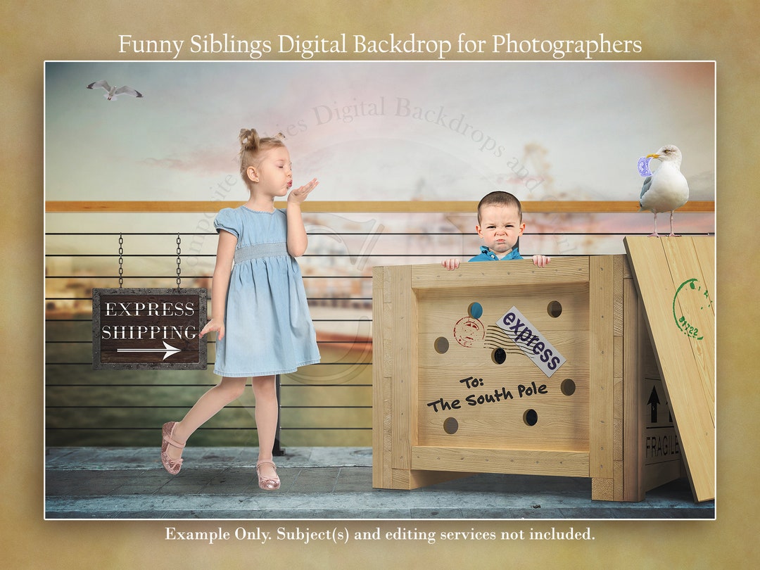Funny Kids Digital Background for Photographers, Siblings Digital ...