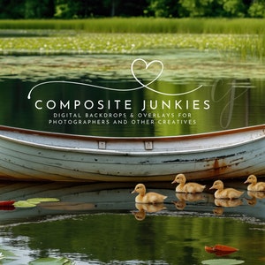Baby Duck Rowboat Digital Backdrop, Farm Animal Digital Background ...