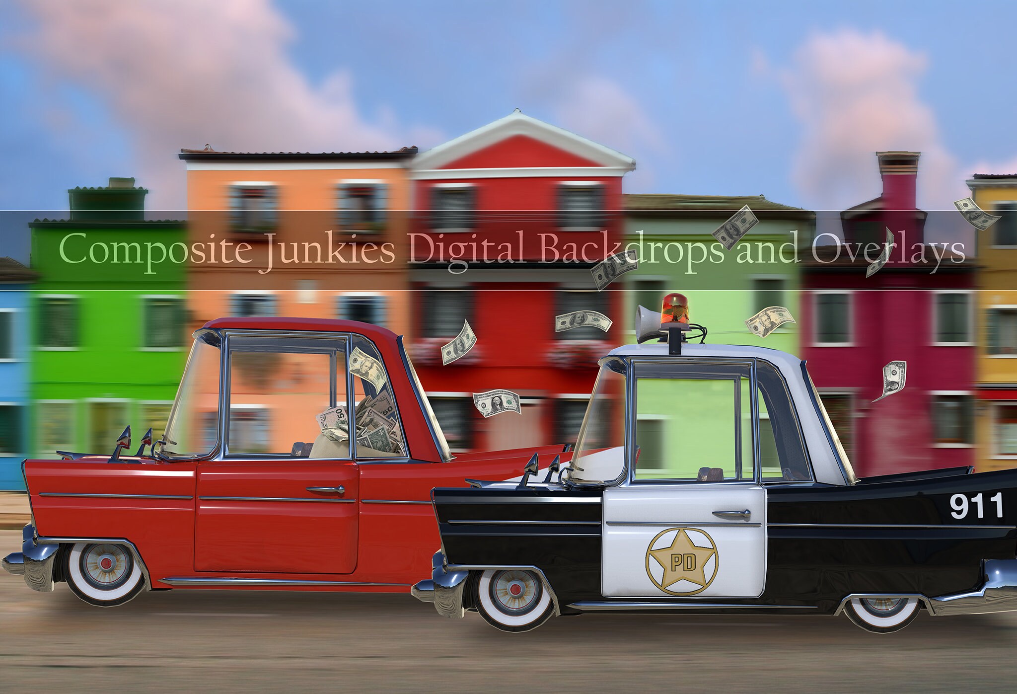 Cops and Robbers Digital Backdrop for Composites Images | Etsy