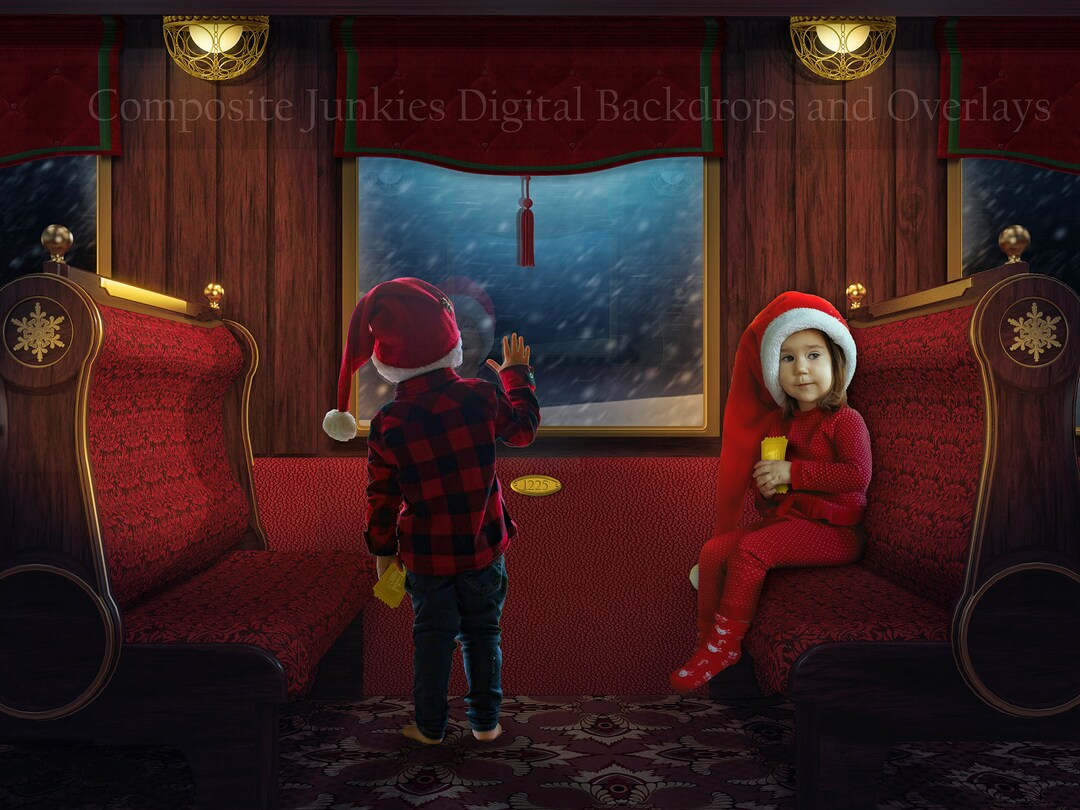 Christmas Train Digital Backdrop Background for Photography Composites ...