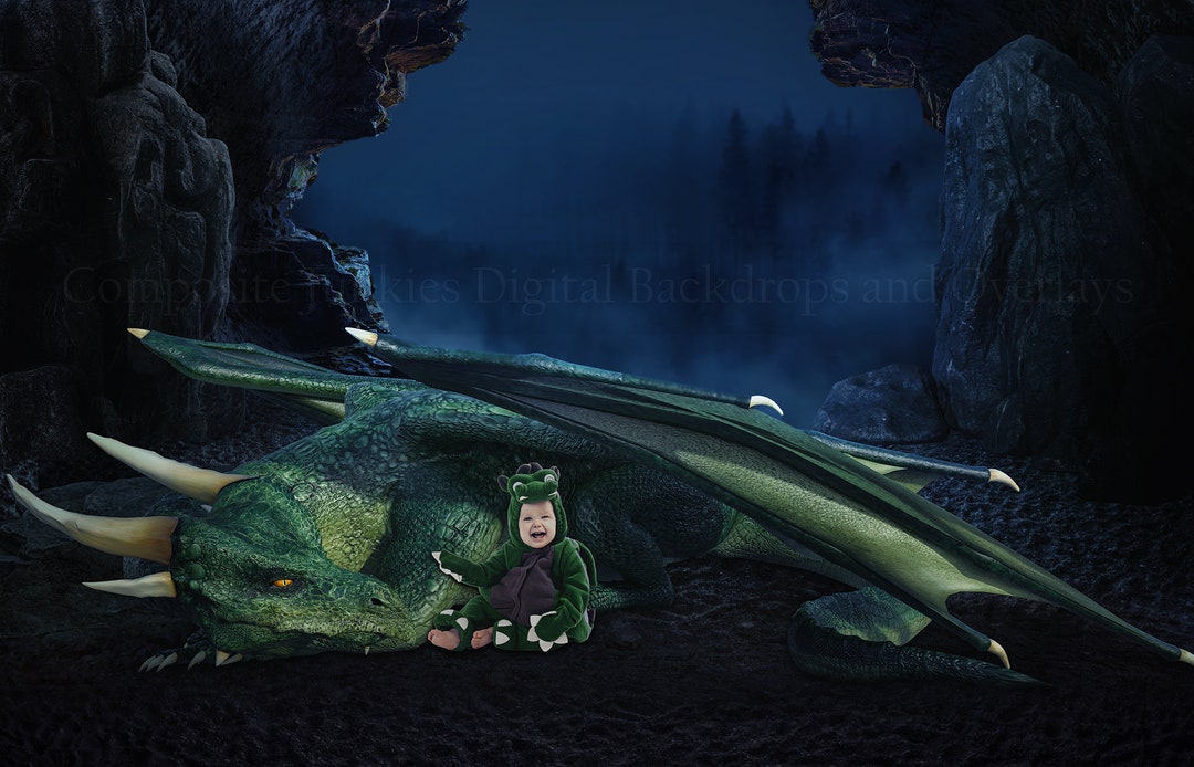 Dragon Digital Backdrop Background, Green Dragon Digital Backdrop for ...