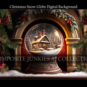Christmas Snow Globe Digital Background, Holiday Snow Globe Digital ...