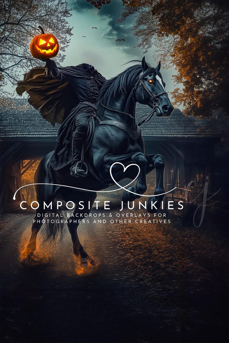 Headless Horseman Digital Backdrop for Composite Images, Halloween ...