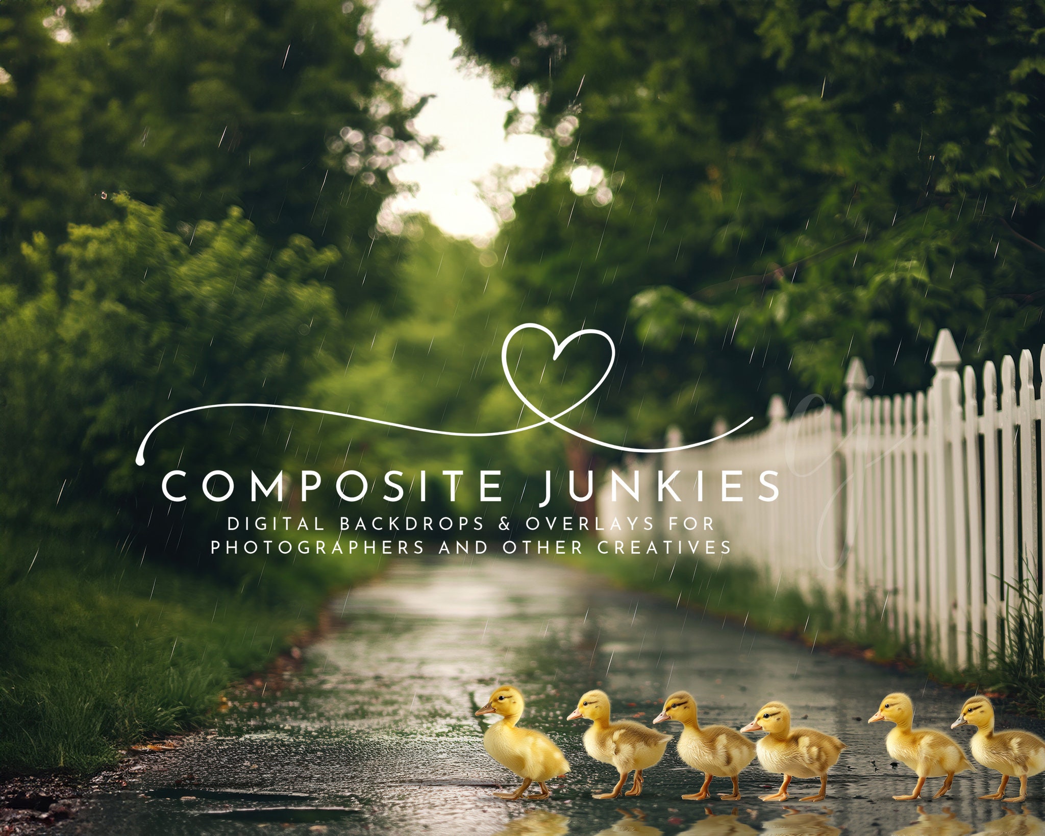 Baby Duck Crossing Digital Backdrop, Farm Animal Digital Background ...
