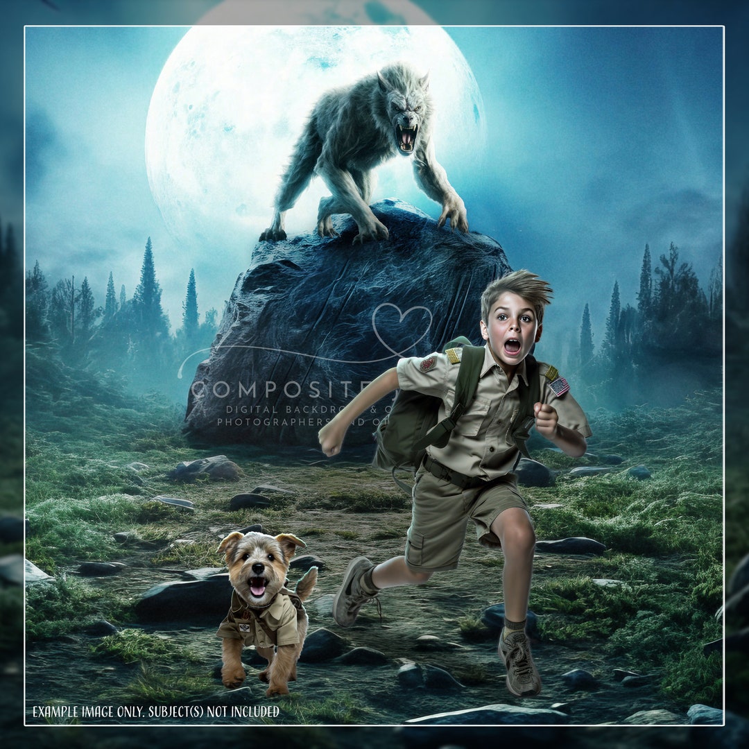 Werewolf Halloween Digital Backdrop, Spooky Background, Composite Image ...