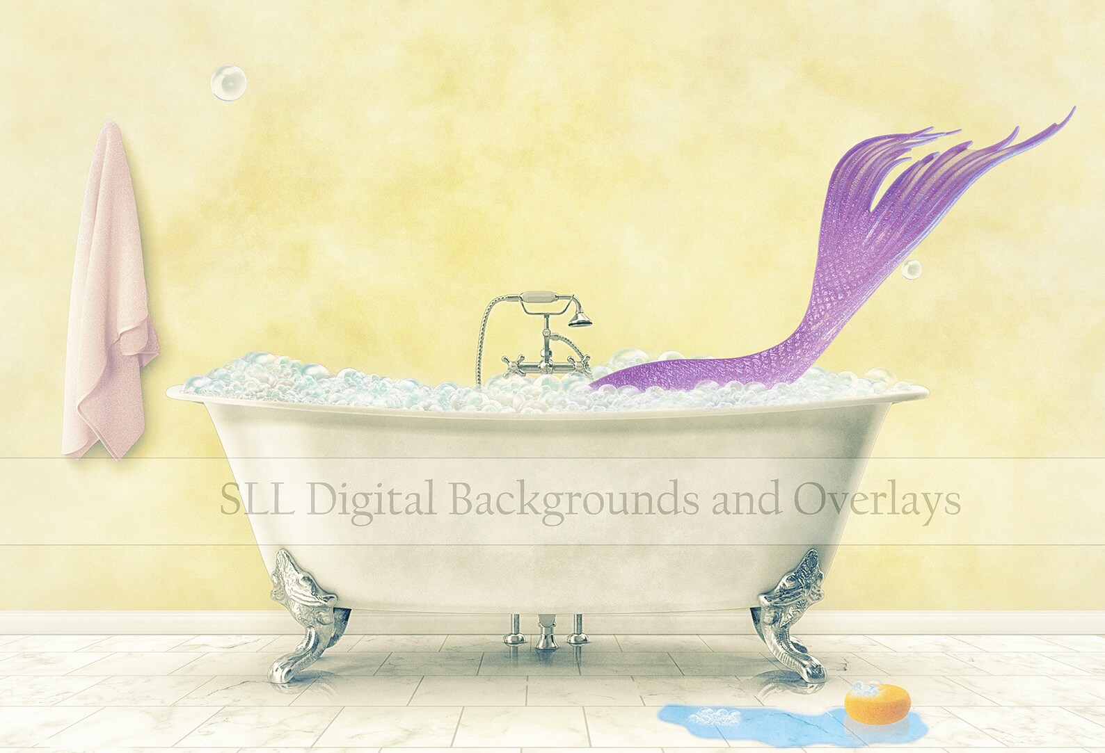 Mermaid in Bathtub Digital Backdrop - Mermaid Backdrop {PREMIUM} - Etsy