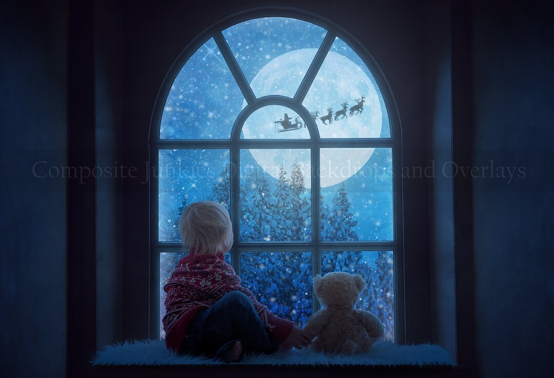 Christmas Window Digital Backdrop Background for Composite Photography ...