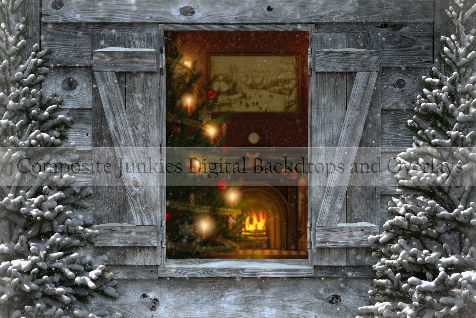Christmas Window Digital Backdrop Window Digital Background | Etsy