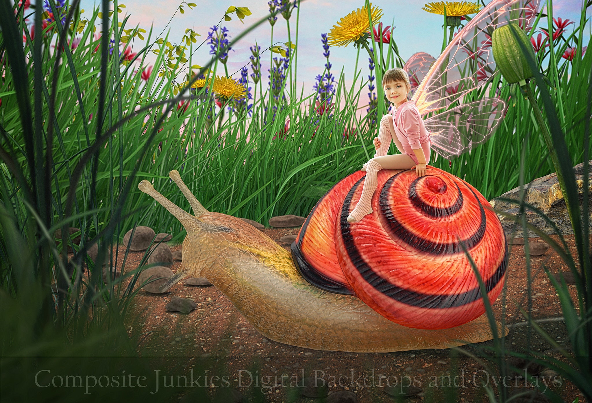 Fairy Digital Backdrop - Snail Digital Backdrop Background - Composite ...