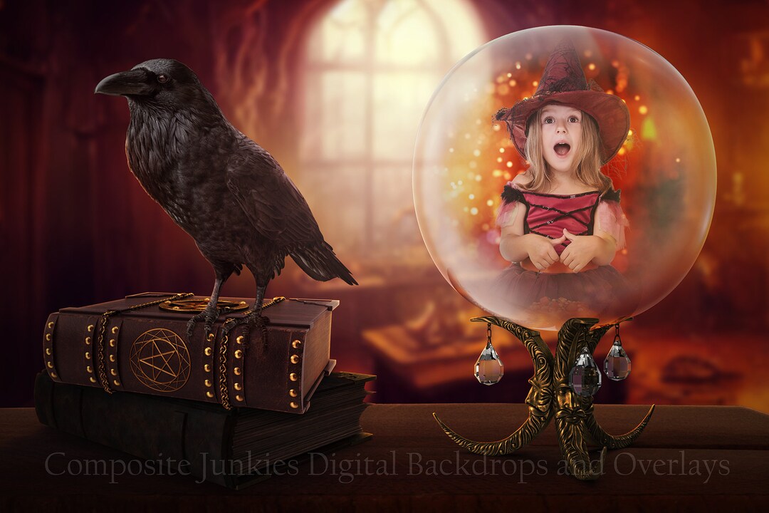 Halloween Digital Backdrop, Raven Background, Composite Image, Digital ...