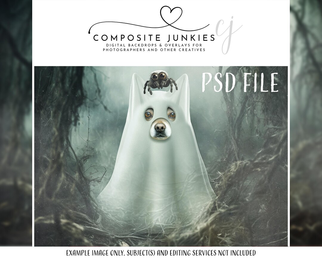 Custom Halloween Ghost Pet Portrait Digital Backdrop - Add Your Pet ...
