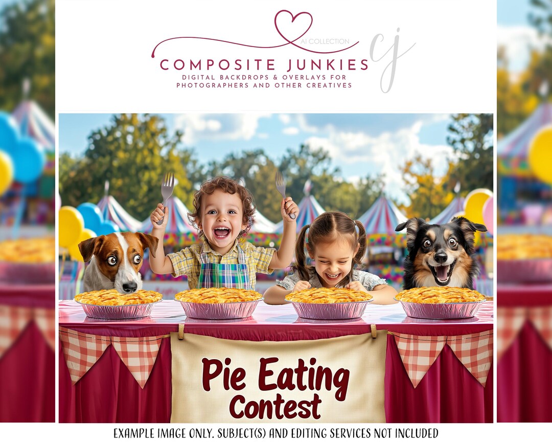 Pie Eating Contest Digital Backdrop – Carnival-themed Photoshop ...