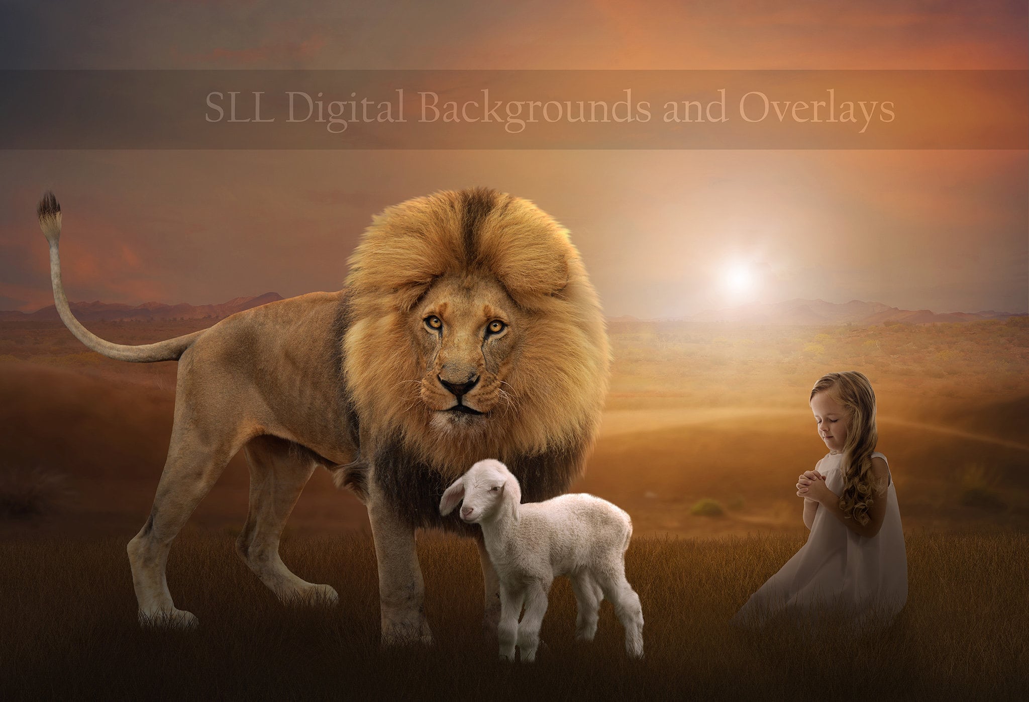Easter Digital Background Backdrop - Lion and Lamb Background ...