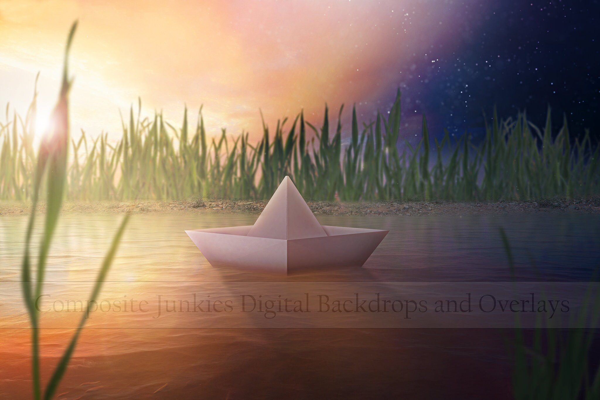 Paper Boat Digital Backdrop - Digital Backdrops and Overlays for ...