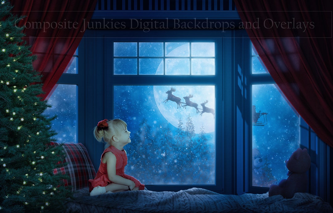 Christmas Window Digital Background | Window Backdrop | Christmas ...