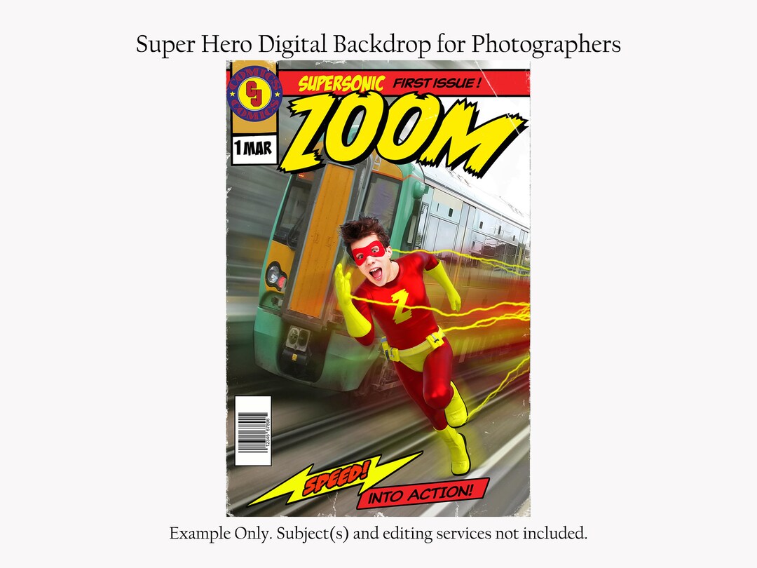 Super Hero Zoom Comic Book Cover Digital Background Backdrop for ...