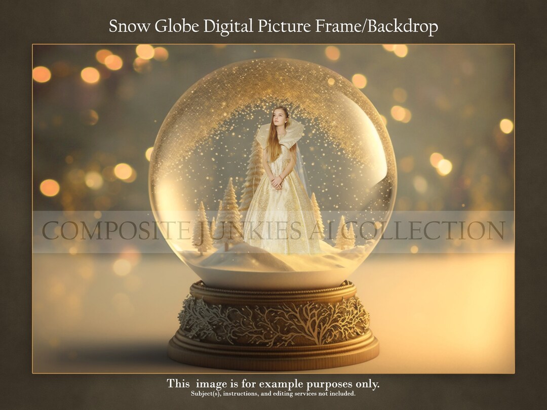 Gold Snow Globe Digital Background, Christmas Digital Snow Globe ...