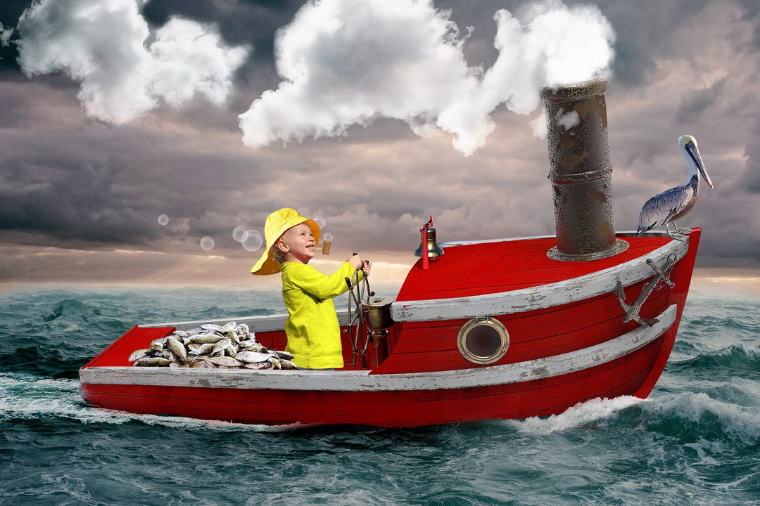 Boat Digital Background Tugboat {PREMIUM} - Etsy