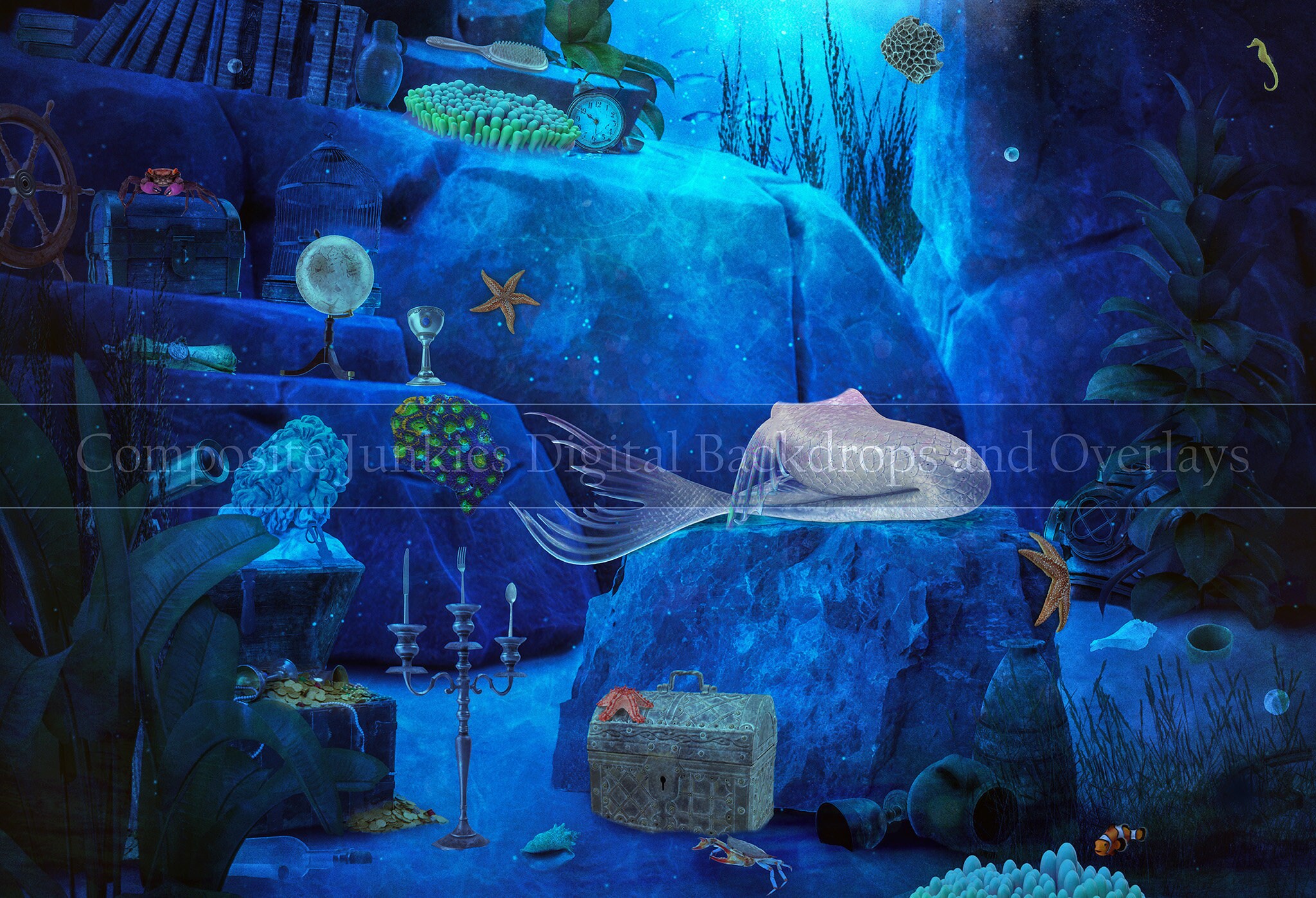 Mermaid Digital Backdrop Underwater Digital Backdrop | Etsy