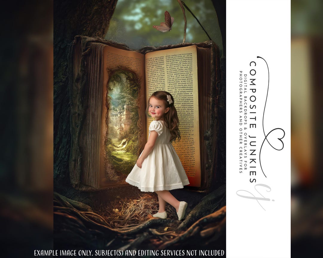 Magical Storyland Book Digital Backdrop | Open Book Revealing Fantasy ...