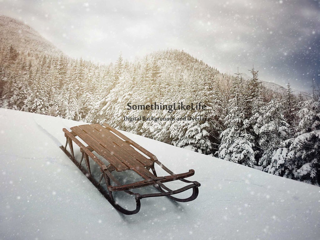 Digital Background ~ Winter Scene ~ Snow ~ Sled Riding - Etsy
