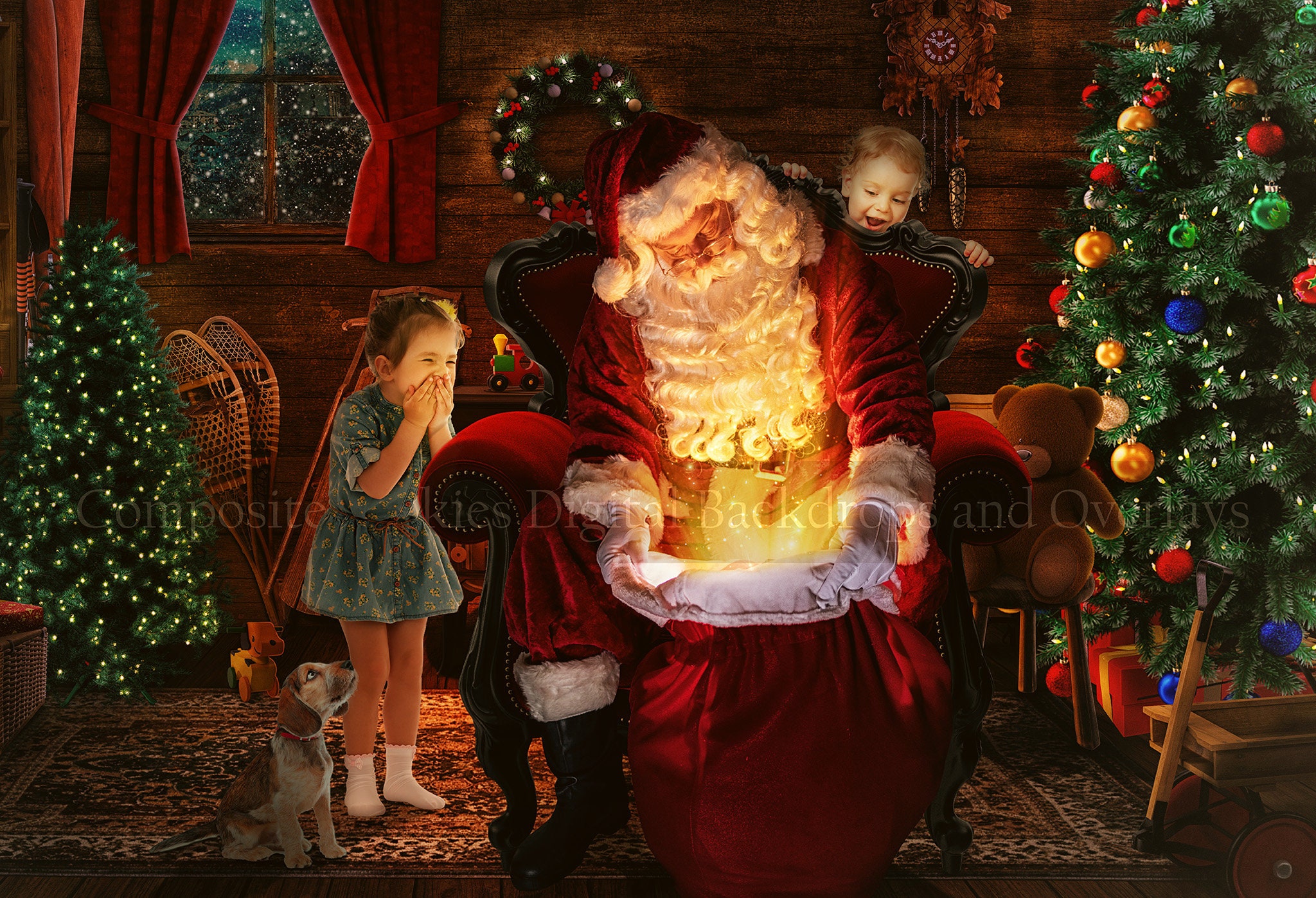 Santa Claus Digital Background Christmas Magic Background - Etsy