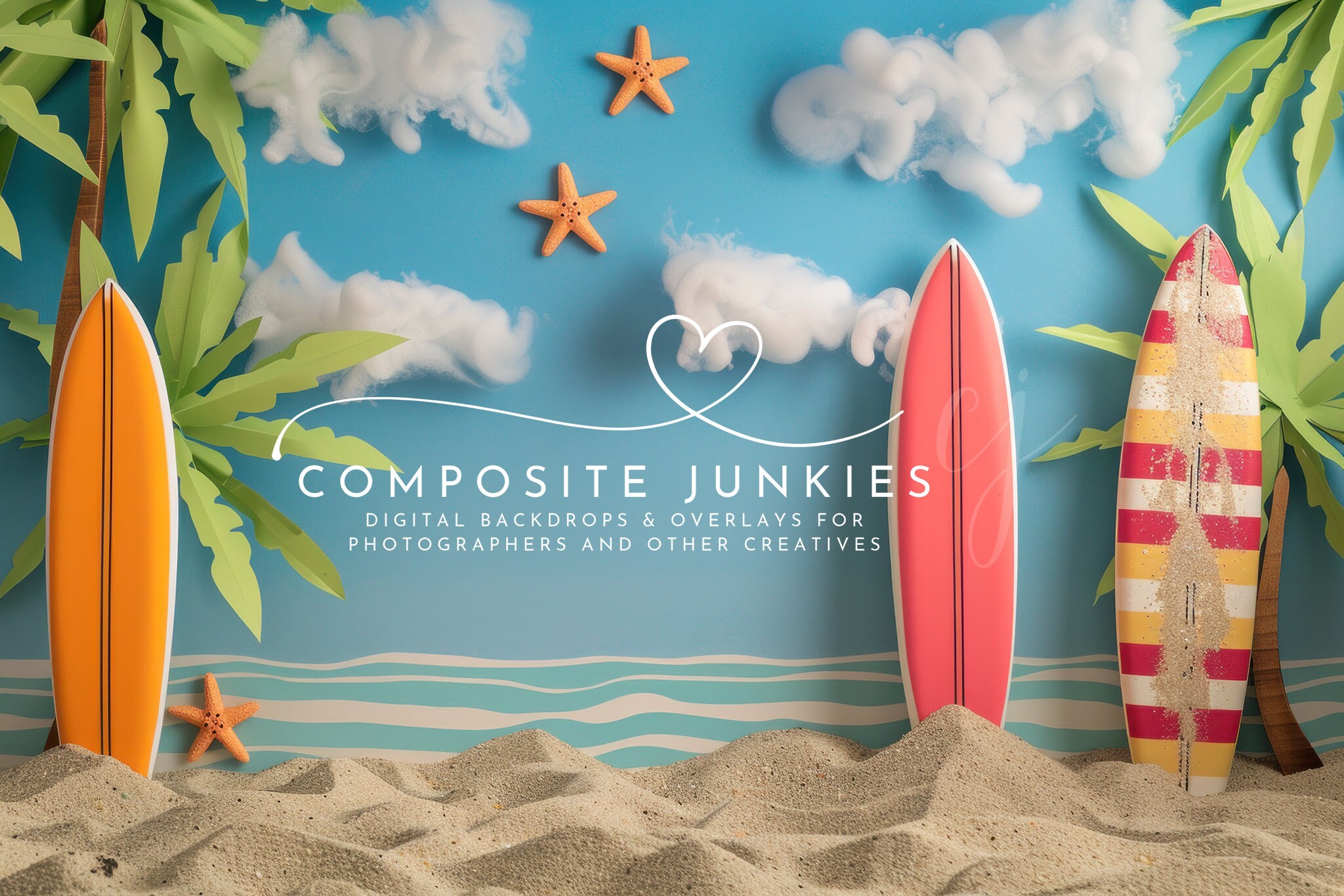 Surf's up 3 Beach Digital Backdrop for Kids Photography Composite Art ...