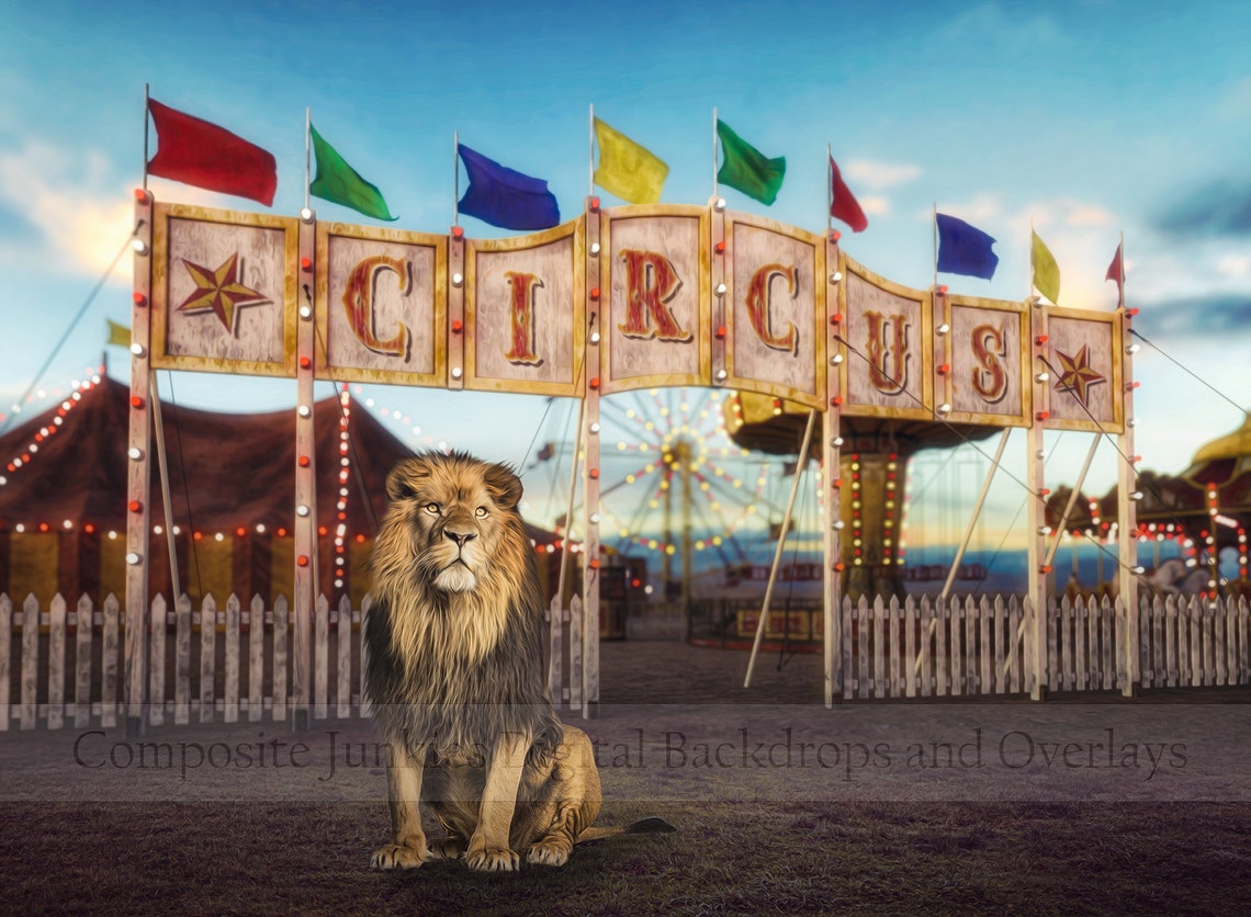 Circus Scene With Lion Digital Backdrop Background for Photographers ...