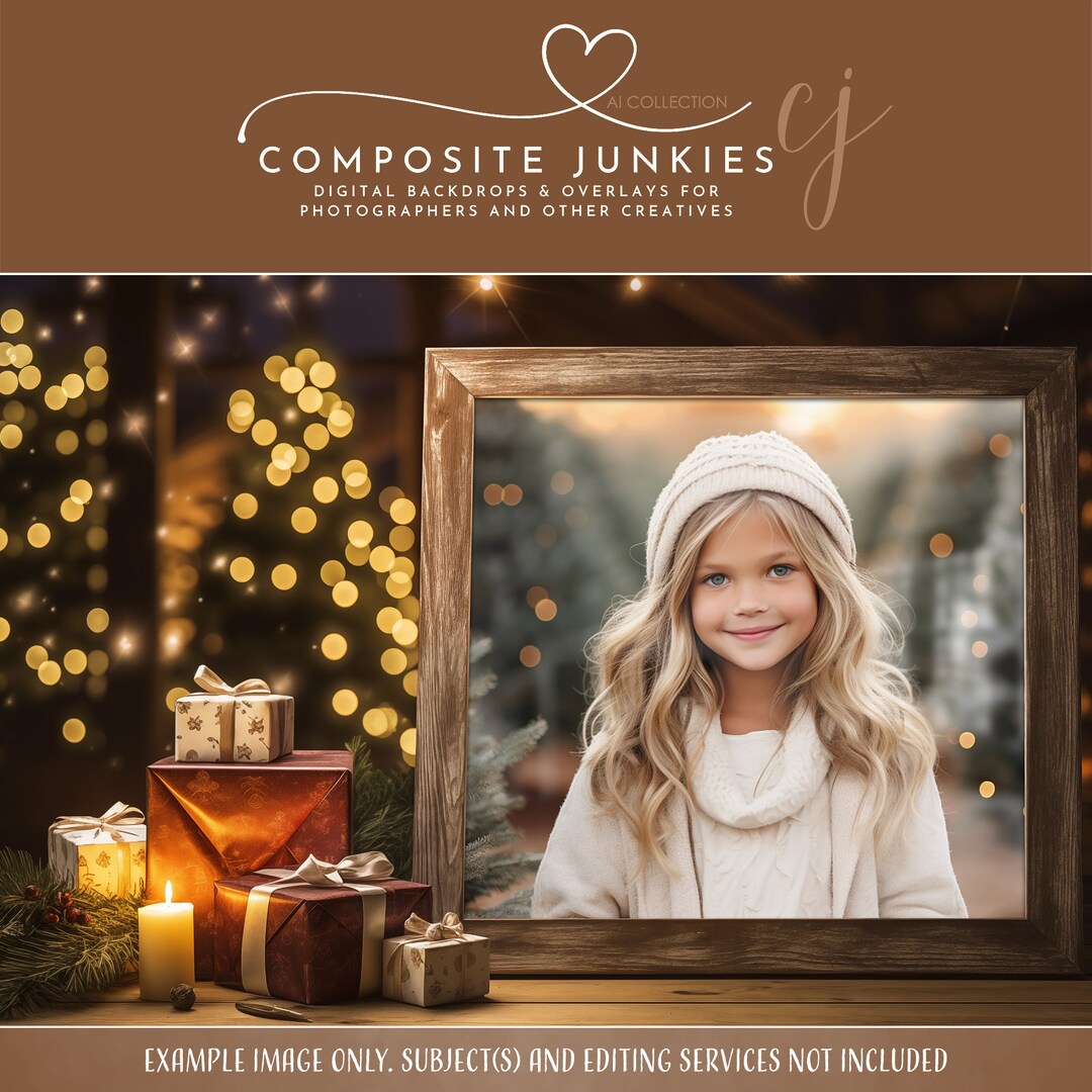 Christmas Photo Frame Insert Digital Backdrop for Holiday Photography ...